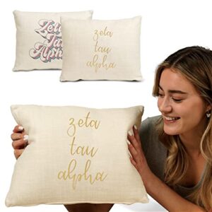 Sorority Shop Zeta Tau Alpha Pillow – Gold Script Design, 12" x 16" Lumbar Pillow Sorority