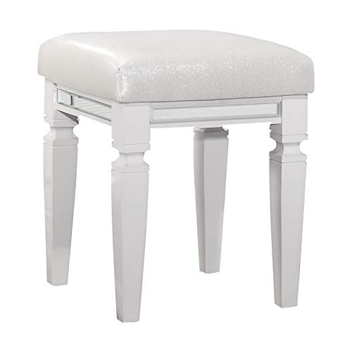 Lexicon Laoghaire Fabric Vanity Stool, White