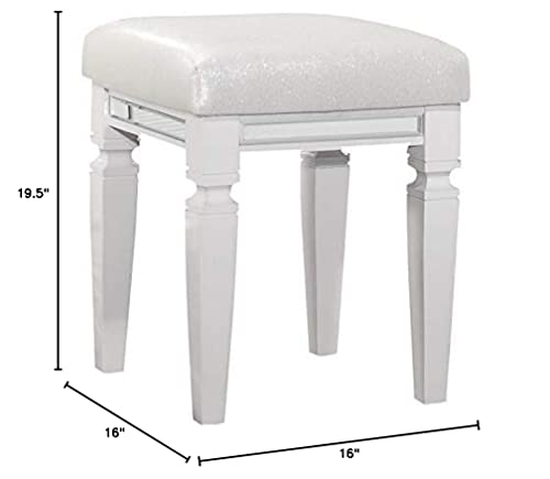 Lexicon Laoghaire Fabric Vanity Stool, White