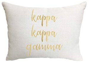 sorority shop kappa kappa gamma pillow – gold script design, 12" x 16" lumbar pillow sorority