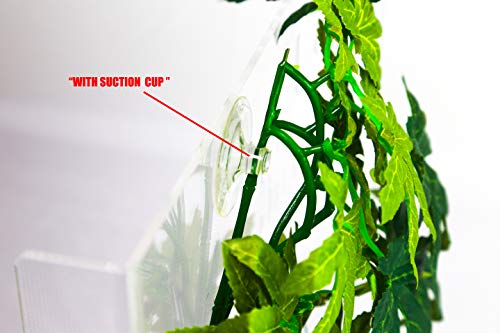 AQUA KT Reptile Plant Jungle Vine with Suction Cup for Snake Lizard Bearded Dragon Climbing Terrarium Habitat Decoration, 12 Inch Length, Green