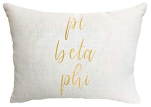 sorority shop pi beta phi pillow – gold script design, 12" x 16" lumbar pillow sorority