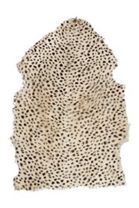 creative co-op 2' x 3' leopard print goat fur rugs, brown