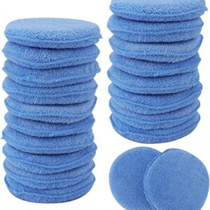 Microfiber Applicator Pad, 20 Pack 5 Inch Blue Ultra-Soft Car Wax Applicator Pad Use for Detailing, Waxing, Dust Removing and Polishing Vehicles, Foam Auto Wax Applicator Pad