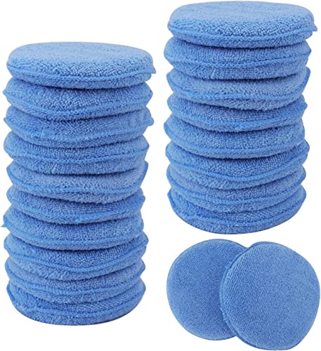 Microfiber Applicator Pad, 20 Pack 5 Inch Blue Ultra-Soft Car Wax Applicator Pad Use for Detailing, Waxing, Dust Removing and Polishing Vehicles, Foam Auto Wax Applicator Pad