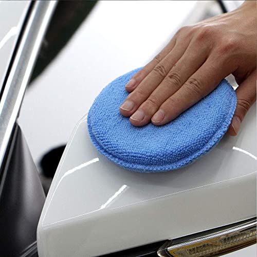 Microfiber Applicator Pad, 20 Pack 5 Inch Blue Ultra-Soft Car Wax Applicator Pad Use for Detailing, Waxing, Dust Removing and Polishing Vehicles, Foam Auto Wax Applicator Pad