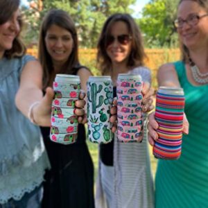 Party Girl Kim Slim Can Coolers - Neoprene Insulated Slim Can Cooler for Tall Skinny 12oz Cans like Truly Hard Seltzers and Red Bull - 4 Pack Camper