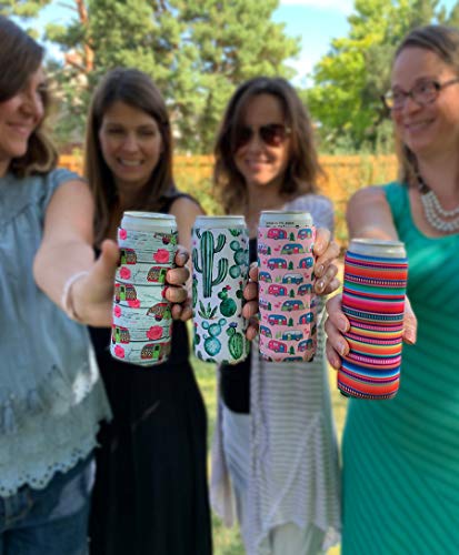 Party Girl Kim Slim Can Coolers - Neoprene Insulated Slim Can Cooler for Tall Skinny 12oz Cans like Truly Hard Seltzers and Red Bull - 4 Pack Camper