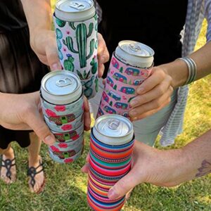 Party Girl Kim Slim Can Coolers - Neoprene Insulated Slim Can Cooler for Tall Skinny 12oz Cans like Truly Hard Seltzers and Red Bull - 4 Pack Camper