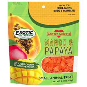 Mango & Papaya Treat (4.5 oz.) - Healthy Natural Dried Fruit Treat - For Sugar Gliders, Hedgehogs, Prairie Dogs, Chinchillas, Monkeys, Squirrels, Skunks, Parrots, Degus, Marmosets & Other Small Pets