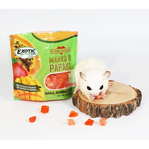 Mango & Papaya Treat (4.5 oz.) - Healthy Natural Dried Fruit Treat - For Sugar Gliders, Hedgehogs, Prairie Dogs, Chinchillas, Monkeys, Squirrels, Skunks, Parrots, Degus, Marmosets & Other Small Pets