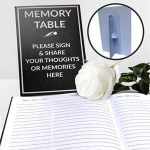 Funeral Guest Book | Memorial Guest Book | Black Guest Book for Funeral Hardcover | Guestbook for Sign In, Condolence | In Loving Memory in Silver Foil | Silver Pen and Memory Table Card Sign Included