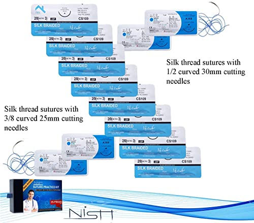 Suture Training Pad Suture Kit Practice Kit for Medical Dental Vet Training Students, Including Large Silicone Pad,Tool Kit with Needles-Demonstration Purpose Only