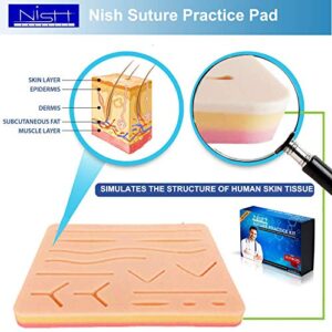 Suture Training Pad Suture Kit Practice Kit for Medical Dental Vet Training Students, Including Large Silicone Pad,Tool Kit with Needles-Demonstration Purpose Only