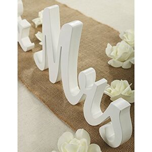 Adeeing Mr and Mrs Signs Wedding Sweetheart Table Decorations, Wooden Freestanding Letters for Photo Props, Rustic Wedding Decoration, Anniversary Wedding Shower Gift (White)