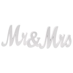 Adeeing Mr and Mrs Signs Wedding Sweetheart Table Decorations, Wooden Freestanding Letters for Photo Props, Rustic Wedding Decoration, Anniversary Wedding Shower Gift (White)