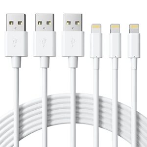 novtech iphone charger cord -mfi certified 3pack 6ft iphone cord, 2.4a fast charging cable, usb to lightning cable for iphone 14 plus 13 12 11 pro max mini se xr xs x 8 7 6 6s ipad airpods, white