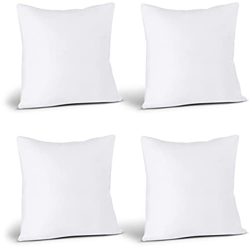 Utopia Bedding Throw Pillows (Set of 4, White), 12 x 12 Inches Pillows for Sofa, Bed and Couch Decorative Stuffer Pillows