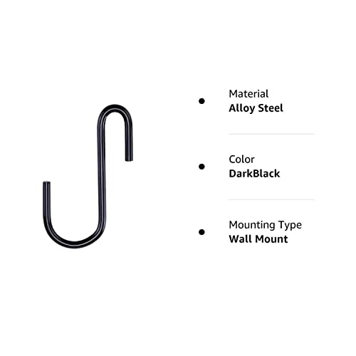 Rivexy 20 Pack Black S Hooks for Hanging Plants, S Hooks for Hanging Clothes, Stainless Steel S Hooks Heavy Duty, Durable S Shaped Hooks for Kitchen, Small S Hooks for Hanging Heavy Duty, Closet Hooks