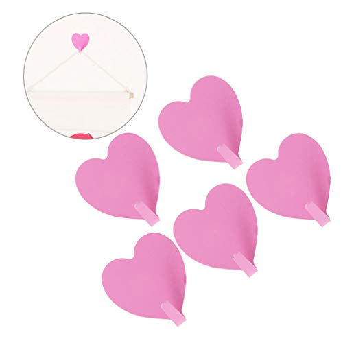 NUOBESTY Coat Hooks Wall Mounted Coat Rack Closet Hooks Heart Shaped Multifunctional Self Adhesive Door Hook Hanger Home Organizer Tool Pink