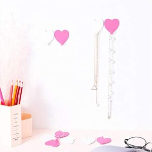 NUOBESTY Coat Hooks Wall Mounted Coat Rack Closet Hooks Heart Shaped Multifunctional Self Adhesive Door Hook Hanger Home Organizer Tool Pink