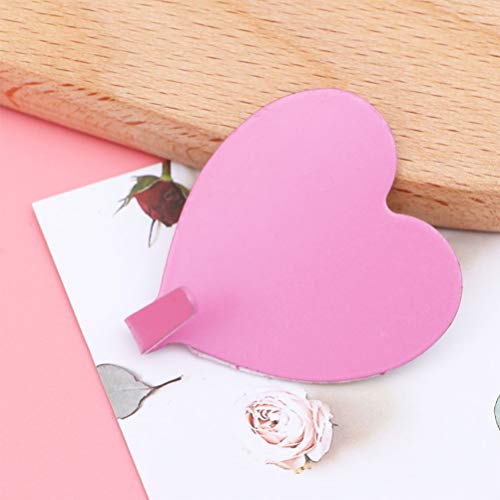 NUOBESTY Coat Hooks Wall Mounted Coat Rack Closet Hooks Heart Shaped Multifunctional Self Adhesive Door Hook Hanger Home Organizer Tool Pink