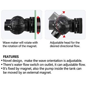 FREESEA Aquarium Circulation Pump Wave Maker Power Head with magnetic mount Suction (1600 GPH, Black)