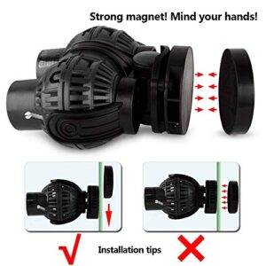 FREESEA Aquarium Circulation Pump Wave Maker Power Head with magnetic mount Suction (1600 GPH, Black)