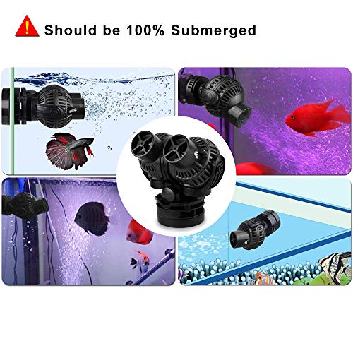 FREESEA Aquarium Circulation Pump Wave Maker Power Head with magnetic mount Suction (1600 GPH, Black)