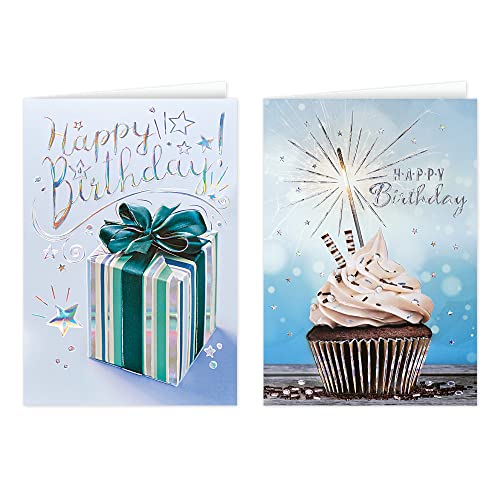 The Gallery Collection - Birthday Cards Assortment Box (35 Cards), Foil & Embossing (Birthday Formal)