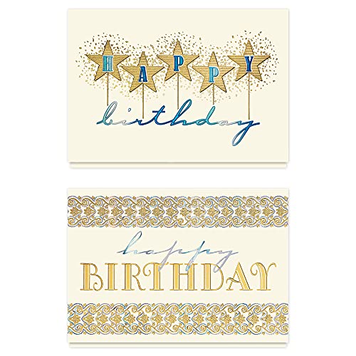 The Gallery Collection - Birthday Cards Assortment Box (35 Cards), Foil & Embossing (Birthday Formal)