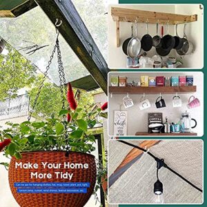 HULISEN 2.9" Large Ceiling Hooks, 12 Pcs Heavy Duty Screw-in Wall Hooks, Vinyl Coated Sturdy Screw Cup Hook for Hanging Plants, Mugs, Wind Chimes, Utensils (Easy to Install)