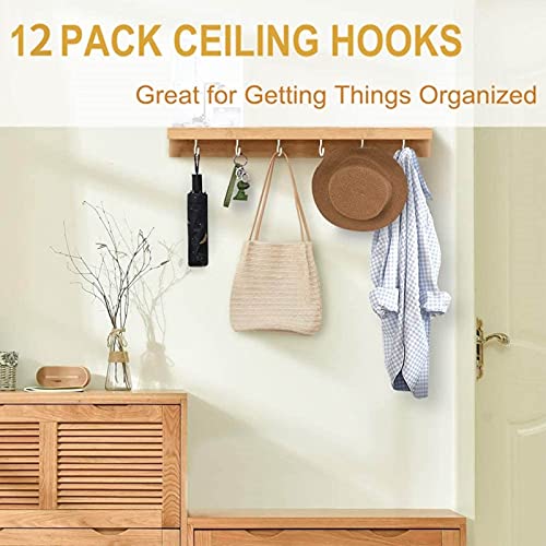 HULISEN 2.9" Large Ceiling Hooks, 12 Pcs Heavy Duty Screw-in Wall Hooks, Vinyl Coated Sturdy Screw Cup Hook for Hanging Plants, Mugs, Wind Chimes, Utensils (Easy to Install)