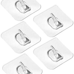 5-Pack of Wall Hooks for Kitchen & Bath Transparent Reusable Adhesive Stickers for Pictures Utensils Towels - Tub Cubby Bath Toy Organizer