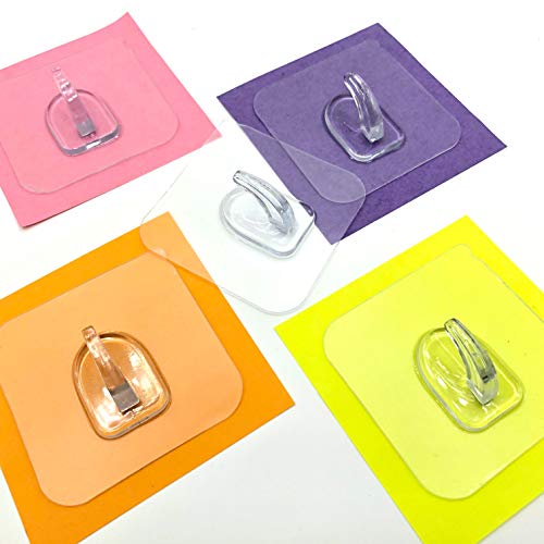 5-Pack of Wall Hooks for Kitchen & Bath Transparent Reusable Adhesive Stickers for Pictures Utensils Towels - Tub Cubby Bath Toy Organizer