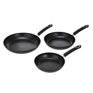 amazon basics hard anodized non-stick 3-piece skillet set, 8-inch, 9.5-inch and 11-inch, black