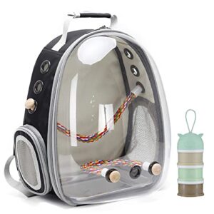 bird carrier cage, bird travel backpack with stainless steel tray and standing perch