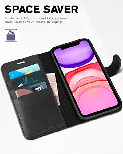 TUCCH iPhone 11 Case, iPhone 11 Wallet Case with [RFID Blocking] Card Slots Stand Magnetic Closure, Protective PU Leather [Shockproof TPU] Flip Cover Compatible with iPhone 11 (2019 6.1 inch), Black