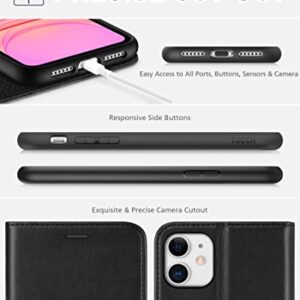 TUCCH iPhone 11 Case, iPhone 11 Wallet Case with [RFID Blocking] Card Slots Stand Magnetic Closure, Protective PU Leather [Shockproof TPU] Flip Cover Compatible with iPhone 11 (2019 6.1 inch), Black