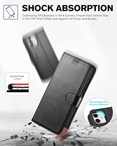 TUCCH iPhone 11 Case, iPhone 11 Wallet Case with [RFID Blocking] Card Slots Stand Magnetic Closure, Protective PU Leather [Shockproof TPU] Flip Cover Compatible with iPhone 11 (2019 6.1 inch), Black