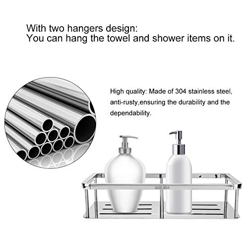 Yosoo Bathroom Wall Mounted Shelf,304 Stainless Steel Wall Mounted Shampoo Storage Basket Holder Organizer Bathroom Kitchen, 30 x 13 x 5 cm