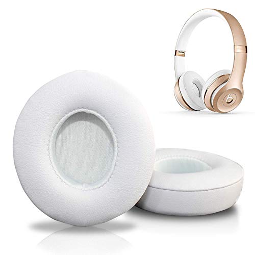 ibasenice Beats Solo 2 & 3 Earpad Replacement - Memory Foam Replacement Ear Pads Wireless Headphone Covers Headset Pads Sponge Earpads Cushions Compatible for Beats Solo 3 Solo 2 (White)