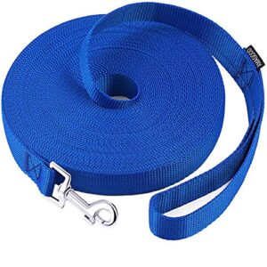 amagood dog/puppy obedience recall training agility lead-15 ft 20 ft 30 ft 50 ft long leash-for dog training,play,safety,camping (15 feet, blue)