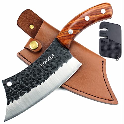 KOPALA Original Kitchen Knife Cleaver/Boning Knives Forged Multipurpose Grilling Knife Carbon Steel with Leather Sheath