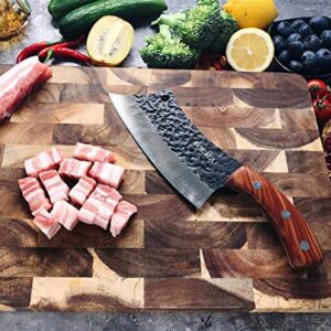 KOPALA Original Kitchen Knife Cleaver/Boning Knives Forged Multipurpose Grilling Knife Carbon Steel with Leather Sheath