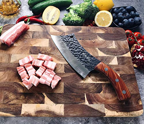 KOPALA Original Kitchen Knife Cleaver/Boning Knives Forged Multipurpose Grilling Knife Carbon Steel with Leather Sheath