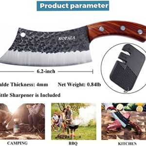 KOPALA Original Kitchen Knife Cleaver/Boning Knives Forged Multipurpose Grilling Knife Carbon Steel with Leather Sheath