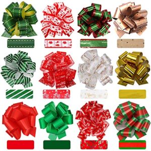 lulu home christmas pull bows for gifts, xmas bows for presents, assorted colorful pull bows for gift wrapping, 24 pcs