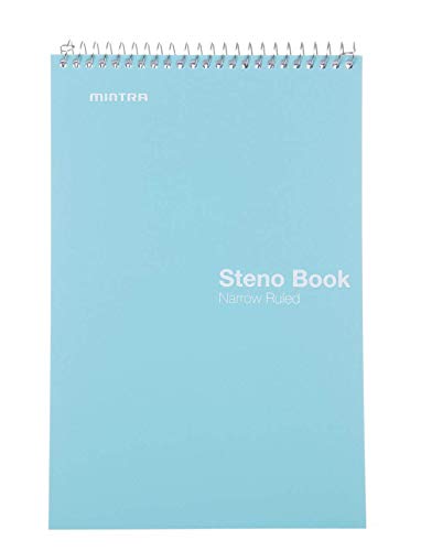 Mintra Office Steno Book - (BRIGHTS - Purp/Wht/Teal/Orange) - 6inx9in, 100 Sheets, 8 Pads/Pack, Narrow Ruled - Poly Cover, Notebook for writing notes in school, university, college, work, office