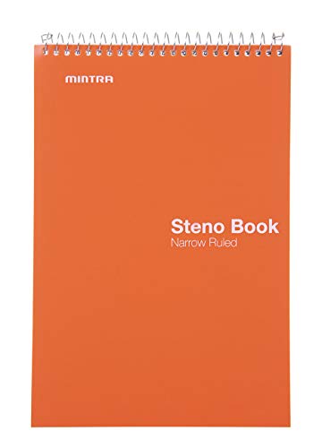 Mintra Office Steno Book - (BRIGHTS - Purp/Wht/Teal/Orange) - 6inx9in, 100 Sheets, 8 Pads/Pack, Narrow Ruled - Poly Cover, Notebook for writing notes in school, university, college, work, office